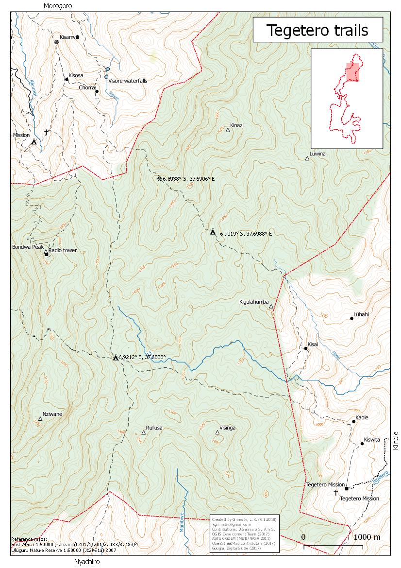 Hiking maps for the Uluguru mountains | Mgetas venner